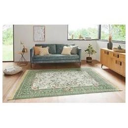 Teppich Hanse Home "Antik Flowers" Gr. 6, gr&uuml;n (gr&uuml;n, creme), B:195cm H:5mm L:300cm, Viskose, Teppiche, Teppich, Orientalisch mit Fransen, Orient, Wohnzimmer, Schlafzimmer, Esszimmer