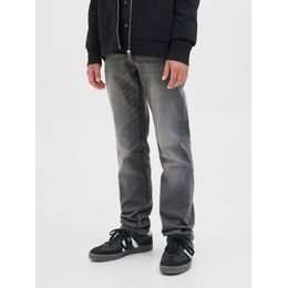 Jack & Jones Slim-fit-Jeans JACK & JONES JUNIOR "JJIGLENN JJORIGINAL SQ 903 NOOS JNR", Jungen, Gr. 152, N-Gr, schwarz (schwarz denim), Denim/Jeans, Obermaterial: 76% Baumwolle, 22% Polyester, 2% Elasthan, Abriebeffekte, slim fit kn&ouml;chellang, Jeans Slim-fit-Jeans