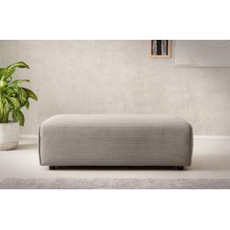 Hocker "PIARA, Polsterhocker mit Kedernaht, Cord, Leinenoptik o. Strukturstoff", greige, B:130cm H:44cm T:62cm, 100% Polyester, LeGer Home by Lena Gercke, Hocker, Polsterhocker, zur Serie PIARA, rechteckig, schwarze F&uuml;&szlig;e, bequemer Sitzkomfort