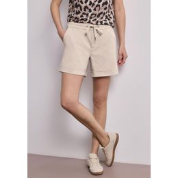 Shorts Street One, Damen, Gr. 36, clay sand, Web, 66% Baumwolle, 30% Polyester, 4% Elasthan, unifarben, comfort fit kurz, Hosen Shorts, Elastikbund mit Tunnelzug
