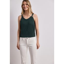 Tr&auml;gertop Street One, Damen, Gr. 34, deep bound gr&uuml;n, Stoff, 95% Viskose, 5% Elasthan, unifarben, normal normal, V-Ausschnitt, abgesteppt, Tops Tr&auml;gertop, Jersey