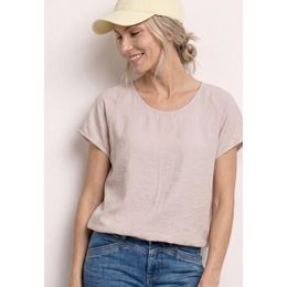 T-Shirt Street One, Damen, Gr. 34, clay sand, Stoff, 95% Viskose, 5% Elasthan, unifarben, comfort fit normal, V-Ausschnitt, normaler Saum, Shirts T-Shirt, mit abgerundetem V-Ausschnitt