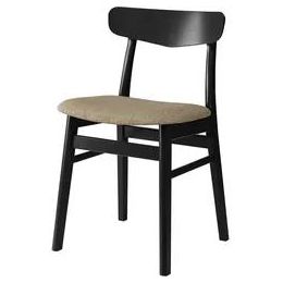 Esszimmerstuhl HAMMEL FURNITURE "Mosb&oslash;l, Stuhl, Massivholz mit gepolstertem Sitz &ndash; robust & komfortabel", , schwarz, schwarz, beige, B:48cm H:79cm T:46cm, Massivholz, Stoff, St&uuml;hle, Esszimmerstuhl, Massivholz, gepolsterte Sitzfl&auml;che, versch. Farbvarianten