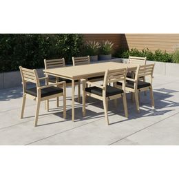 Ambia Garden Gartentischgruppe, Teak, Holz, Kunststoff, Akazie, massiv, F&uuml;llung: Komfortschaum, S&auml;ule, Gartenm&ouml;bel, Gartenm&ouml;bel-Sets