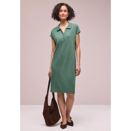 Midikleid Street One, Damen, Gr. 34, EURO-Gr&ouml;&szlig;en, gr&uuml;n (bound gr&uuml;n), Stoff, 70% Viskose, 25% Polyester, 5% Elasthan, unifarben, comfort fit knieumspielend, V-Ausschnitt, abgesteppt, Kleider Midikleid, in Unifarbe