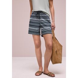 Shorts Street One, Damen, Gr. 34, deep bound gr&uuml;n, Stoff, 68% Polyester, 31% Viskose, 1% metallisierte Fasern, gemustert, loose fit kurz, Hosen Shorts, mit Wide Legs