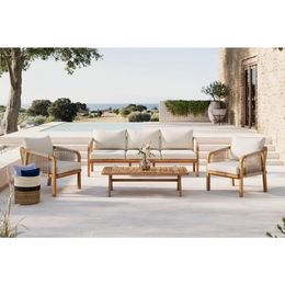 Ambia Garden Loungegarnitur, Akazie, Beige, Holz, Akazie, massiv, F&uuml;llung: Polyester, 203.5x69x79.5 cm, FSC 100%, Loungem&ouml;bel, Gartenlounge-Sets