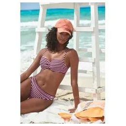 B&uuml;gel-Bandeau-Bikini-Top Venice Beach "Tadu", Damen, Gr. 36, Cup C, bordeaux, wei&szlig;, Obermaterial: 84% Polyamid, 16% Elasthan. Futter: 92% Polyester, 8% Elasthan. Wattierung: 100% Polyester, Bikini-Oberteile, mit vier Tragevarianten
