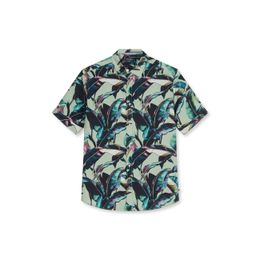Kurzarmhemd OLYMP "OLYMP Casual, regular fit, Kent", Herren, Gr. L, Normaler Arm, bunt (oliv), 100% Baumwolle, Hemden