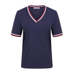 Peter Hahn - T-Shirt mit V-Ausschnitt, blau, Gr. 36 / S - Baumwolle