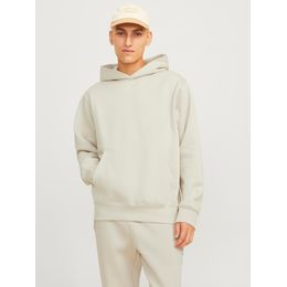 Jack & Jones Kapuzensweatshirt JACK & JONES "JJEURBAN EDGE SWEAT HOOD NOOS", Herren, Gr. S, gelb (moonbeam), angeraute Sweatware, Obermaterial: 70% Baumwolle, 30% Polyester, unifarben, relaxed fit taillenbedeckt, ohne Ausschnitt, Rippb&uuml;ndchen, Sweatshirts, mit K&auml;ngurutasche