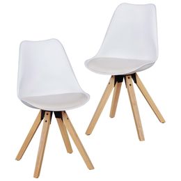 Wohnling 2er Set Esszimmerstuhl LIMA WL5.024 wei&szlig;