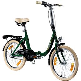 agon Cruiser 20 Zoll Klapprad f&uuml;r Damen und Herren 150 - 185 cm StVZO Faltfahrrad Erwachsene tiefer Einstieg gr&uuml;n