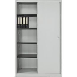 Bisley Schiebet&uuml;renschrank ECO, 4 Fachb&ouml;den, 5 Ordnerh&ouml;hen, lichtgrau
