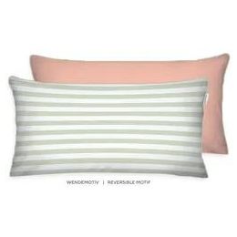 Kissenh&uuml;lle Tom Tailor HOME "new bedroom, STRIPES WITH A KICK, 40x40cm oder 40x80cm", gr&uuml;n (gr&uuml;n leaf, juicy peach), B:40cm L:80cm, Perkal, Obermaterial: 100% Baumwolle, Kissenbez&uuml;ge, Kissenh&uuml;lle, mit Wendemotiv, farbiger Paspel und Markenrei&szlig;verschluss