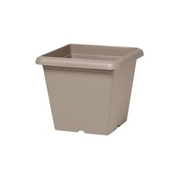 GARDEN ID Quadratischer Blumentopf &ndash; GARDEN ID &ndash; Teramo Taupe &ndash; 40 x 35 cm &ndash; Kratzfest &ndash; Steinoptik &ndash; Mit Abflussl&ouml;chern