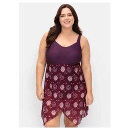 Badekleid sheego BY JOE BROWNS, Damen, Gr. 52, Cup B, lila (beere, gemustert), Elasthan, Badeanz&uuml;ge