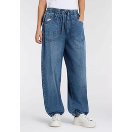 Schlupfjeans Herrlicher "Elinor Denim Light", Damen, Gr. 26, N-Gr, ocean blau, Denim/Jeans, Obermaterial: 100% Baumwolle, l&auml;ssig geschnitten lang, Jeans Schlupfjeans, mit Kordelzug