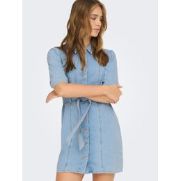 Jeanskleid Only "ONLVIBBE SS BELT DNM DRESS AKM", Damen, Gr. L, N-Gr, light blau denim, Denim/Jeans, Obermaterial: 98% Baumwolle, 2% Elasthan, unifarben, regular fit kurz, Kleider, Baumwollmischung, regular fit