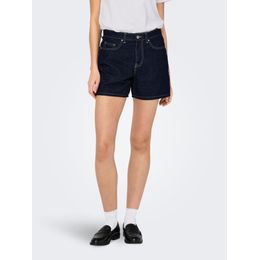 Jeansshorts Only "ONLPHINE", Damen, Gr. XS, N-Gr, dunkelblau denim detail:rinse, Denim/Jeans, Obermaterial: 64% Baumwolle, 30% Viskose, 6% Polyester, unifarben, regular fit kurz, Jeans Jeansshorts, Baumwollmischung, regular fit