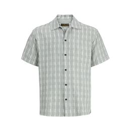 Jack & Jones Kurzarmhemd JACK & JONES "JPRBLUTIAGO STRUCTURE SS RESORT SHIRT SN", Herren, Gr. L, N-Gr, laurel wreath, Web, Obermaterial: 100% Baumwolle, kariert, relaxed fit normal, ohne Ausschnitt, gerader Abschluss, Hemden, Baumwolle, locker geschnitten