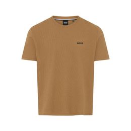 Pyjamaoberteil BOSS "Waffle T-Shirt", Herren, Gr. L, medium beige 260, Obermaterial: 60% Baumwolle, 40% Polyester, regular fit, Rundhals, Shirts