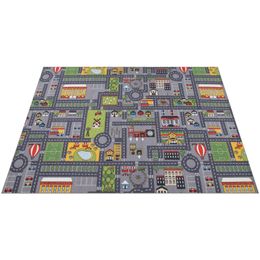Kinderteppich Paco Home "Bino 577", grau, B:80cm H:5mm L:150cm, Polyester, Teppiche, Kinderteppich, Stra&szlig;en-Spiel-Teppich, Kinderzimmer