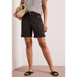 Bermudas Street One "Style Yulius", Damen, Gr. 40, N-Gr, deep earth, Web, Obermaterial: 98% Baumwolle, 2% Elasthan, unifarben, normal kniefrei, Hosen Bermudas, Sommershorts mit Turn-Up