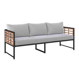 Ambia Garden Loungesofa, Natur, Schwarz, Holz, Metall, Textil, Akazie, vollmassiv, 185x67.5x63.5 cm, Loungem&ouml;bel, Outdoorsofas