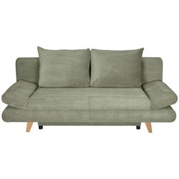 CARRYHOME Schlafsofa, Salbeigr&uuml;n, Holz, Buche, massiv, 2-Sitzer, F&uuml;llung: Schaumstoffflocken, 200x75x85 cm, Schlafen auf Sitzh&ouml;he, haustierfreundlicher Bezug, Wohnzimmer, Sofas & Couches, Schlafsofas, Schlafsofas mit Bettkasten