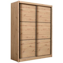 Xora Schiebet&uuml;renschrank, Eiche Artisan, Holzwerkstoff, 5 F&auml;cher, 166x215.5x60 cm, Schlafzimmer, Kleiderschr&auml;nke, Schwebet&uuml;renschr&auml;nke