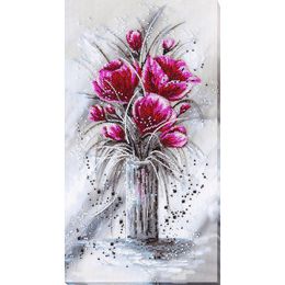 buttinette Perlen-Stickbild "Red Emerald Blume", 22 x 40 cm