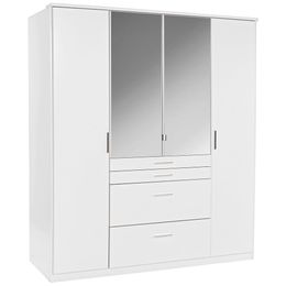 P & B Kleiderschrank Wimex Aachen, Wei&szlig;, Kunststoff, 4 F&auml;cher, 4 Schublade(n) Schubladen, 180x198x58 cm, BQ - B&uuml;ndnis f&uuml;r Qualit&auml;t, Made in Germany, DIN EN ISO 9001, Schrankfront mit Spiegel, Schlafzimmer, Kleiderschr&auml;nke, Dreht&uuml;renschr&auml;nke