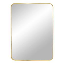 Wandspiegel, Messing, Metall, Glas, rechteckig, 70x50x3 cm, Spiegel, Wandspiegel