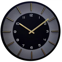 Nextime Wanduhr Gilbert Schwarz/Wei&szlig;/Gold