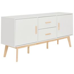 Mid.you Sideboard, Natur, Wei&szlig;, Holz, Kautschukholz,Kautschukholz, massiv, 4 F&auml;cher, 2 Schublade(n) Schubladen, 160x72x40 cm, Bsci, Holzm&ouml;bel, Kleinm&ouml;bel Holz, Holzkommoden, Sideboards Holz