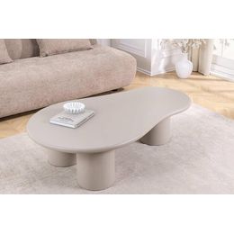 Riess Ambiente Stilvoller Couchtisch ORGANIKO 130cm cement greige organische Form Riess-Ambiente Sofatisch Wohnzimmertisch Modern