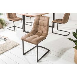 Riess Ambiente Design Freischwinger Stuhl MIAMI taupe antik Microfaser Metallgestell matt schwarz Polsterstuhl Riess-Ambiente Esszimmerstuhl K&uuml;chenstuhl Industrie...