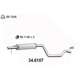 Asso Mittelschalld&auml;mpfer 346107 f&uuml;r Vaughall Opel