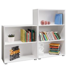 Casaria B&uuml;cherregal Vela 2er-Set Wei&szlig; 2+3 F&auml;cher