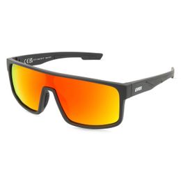 Uvex Sports S533025 LGL 51 | Unisex-Sonnenbrille | Fassung: Vollrand, Eckig, Kunststoff, Schwarz Matt | Glasfarbe: Rot Spiegel Rot