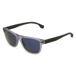 HUGO BOSS Boss 1322/S | Herren-Sonnenbrille | Fassung: Vollrand, Quadratisch, Acetat, Grau Matt | Glasfarbe: Gr&uuml;n