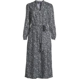 LANDS' END Kleid mit V-Ausschnitt in Midi-L&auml;nge, Damen,  Grau, Kunstseide/Viskose, by Lands' End