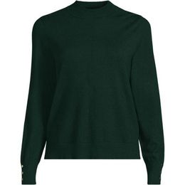 LANDS' END Stehkragenpullover mit &Auml;rmelkn&ouml;pfen, Damen,  Gr&uuml;n, Polyester/Nylon/Viskose, by Lands' End