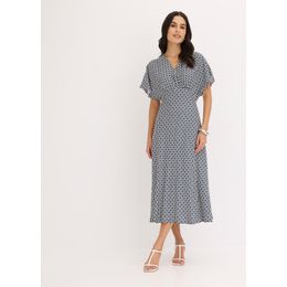 bonprix Kleid aus flie&szlig;ender Viskose, beige, Gr.40, schickes Kleid aus flie&szlig;ender Viskose und V-Ausschnitt