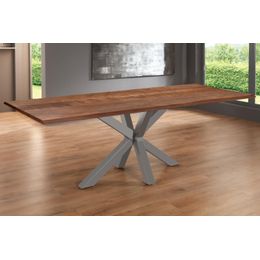 Baumkantentisch SPYRO 280 / nussbaumfarben / 280x100 / Spider-Gestell Silber