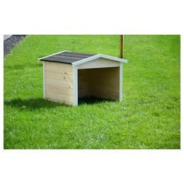 M&auml;hroboter-Garage Dobar, beige (natur), B:68cm H:52cm T:76cm, Holzwerkstoff, M&auml;hroboterstationen, aus Holz in natur, mit Bitumen-Dach