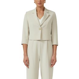 Kurzblazer s.Oliver BLACK LABEL, Damen, Gr. 48, sand, Web, Obermaterial: 93% Polyester, 7% Elasthan, unifarben, normal taillenlang, tiefer V-Ausschnitt, Blazer Kurzblazer, 3/4-Arm mit Stretch