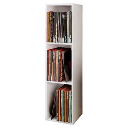 Mid.you Schallplattenregal, Wei&szlig;, Holzwerkstoff, 2 F&auml;cher, 34x107x29 cm, Wohnzimmer, Regale, CD & DVD-Regale