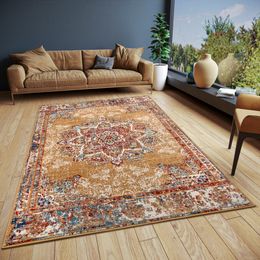 Teppich Hanse Home "Maderno", gold, B:140cm H:8mm L:200cm, Jute, Polyester, Polypropylen (PP), Teppiche, Teppich, L&auml;ufer, Orientalisch, Kurzflor, Wohnzimmer, Schlafzimmer, Esszimmer